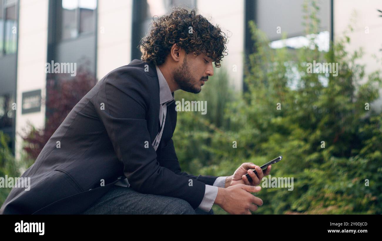 Anxious worried Indian businessman Arabian business man leader employer ...