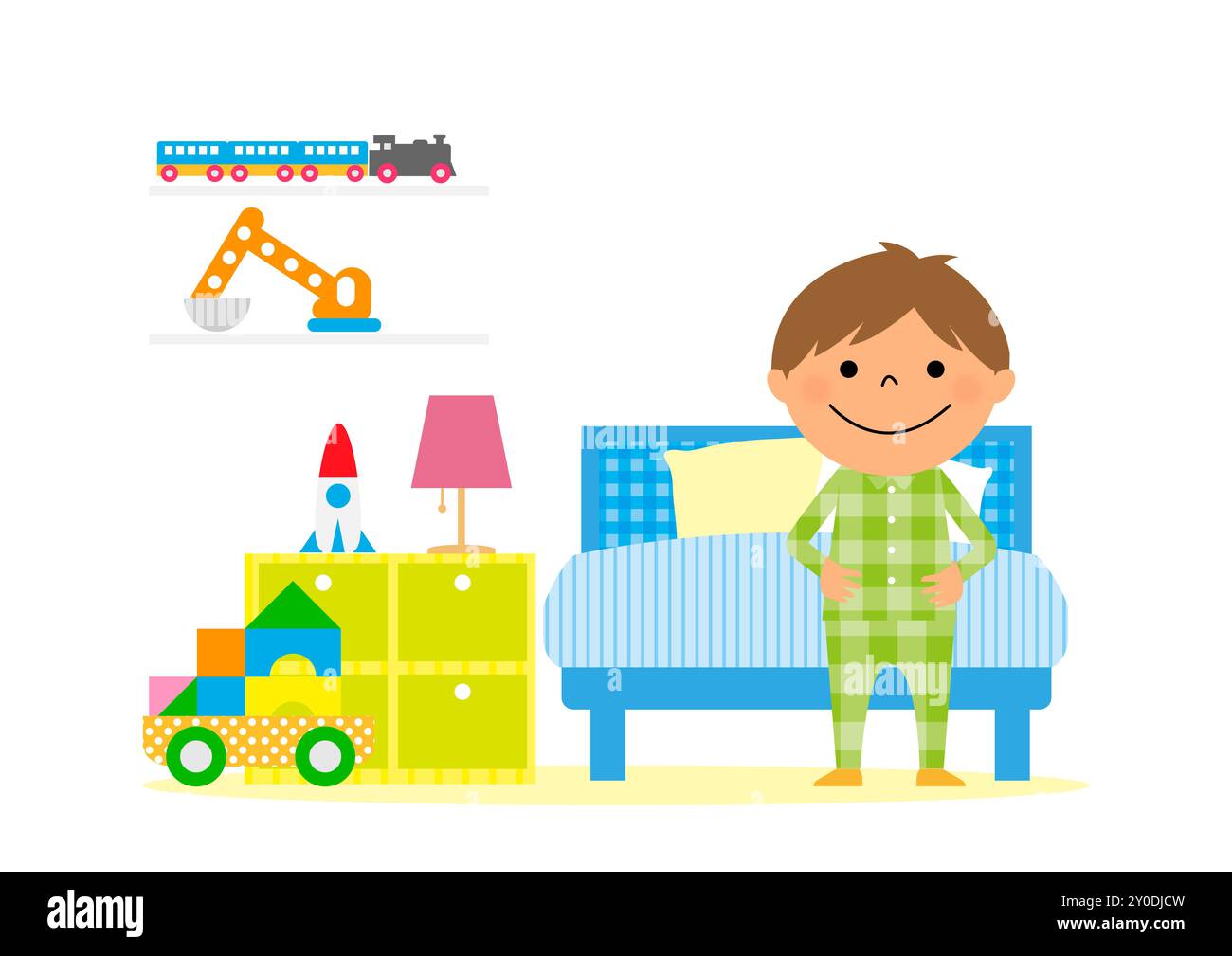 A child's room and a boy wearing a pair of pajamas Stock Photo - Alamy