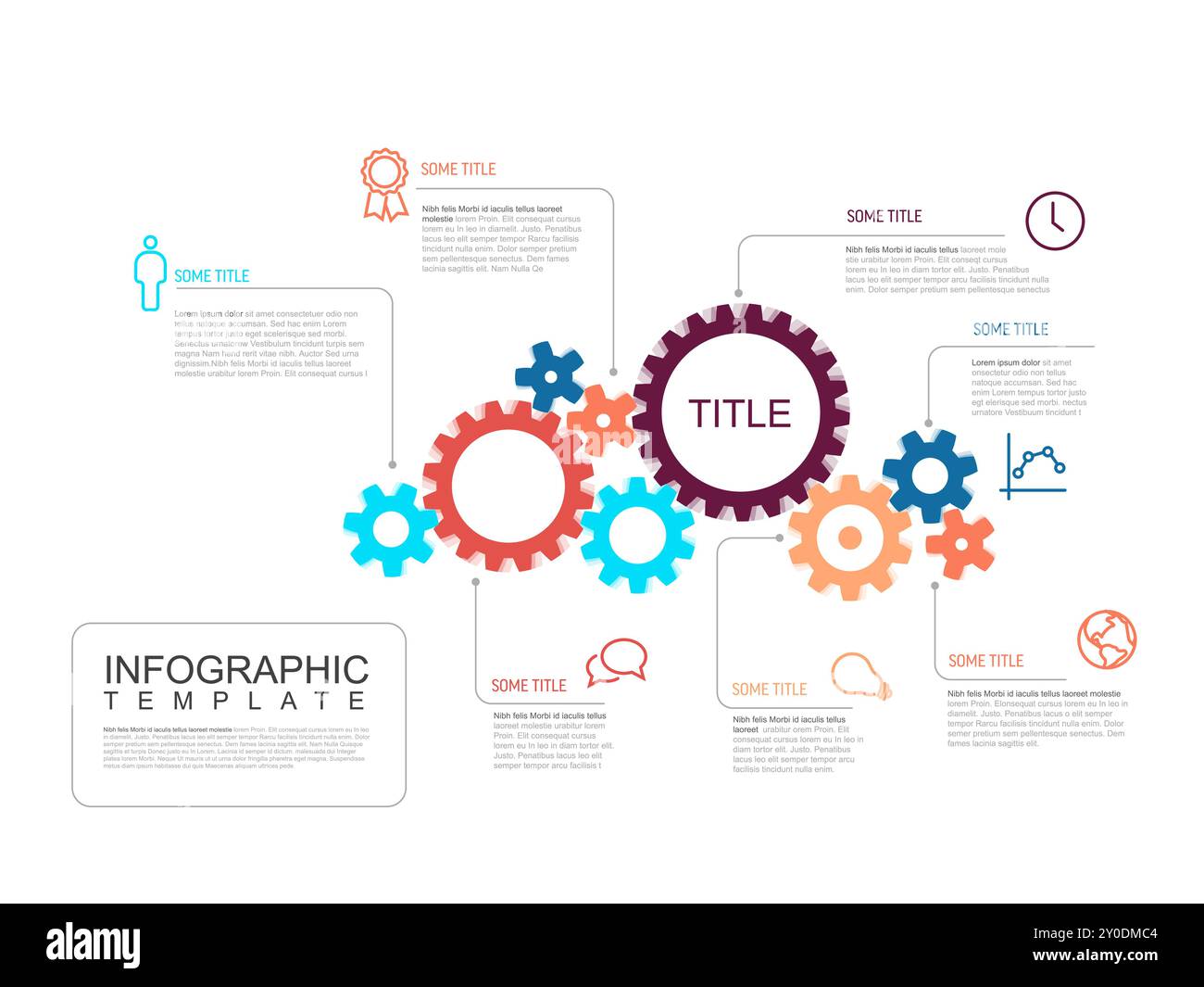 Multipurpose infographic report template made from cogwheels icons and ...
