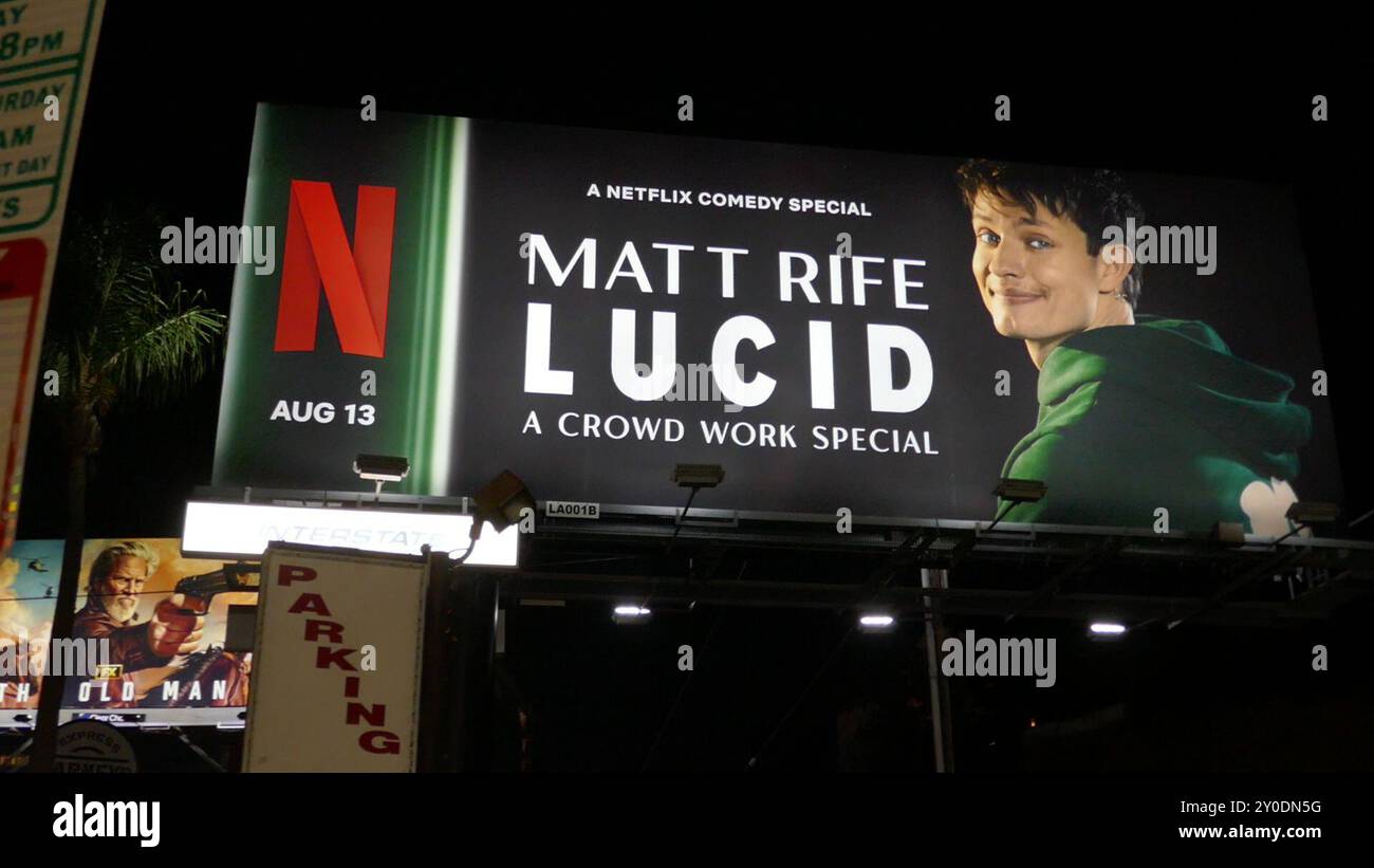 Los Angeles, California, USA 30th August 2024 Comedian Matt Rife Lucid Netflix Billboard on ...