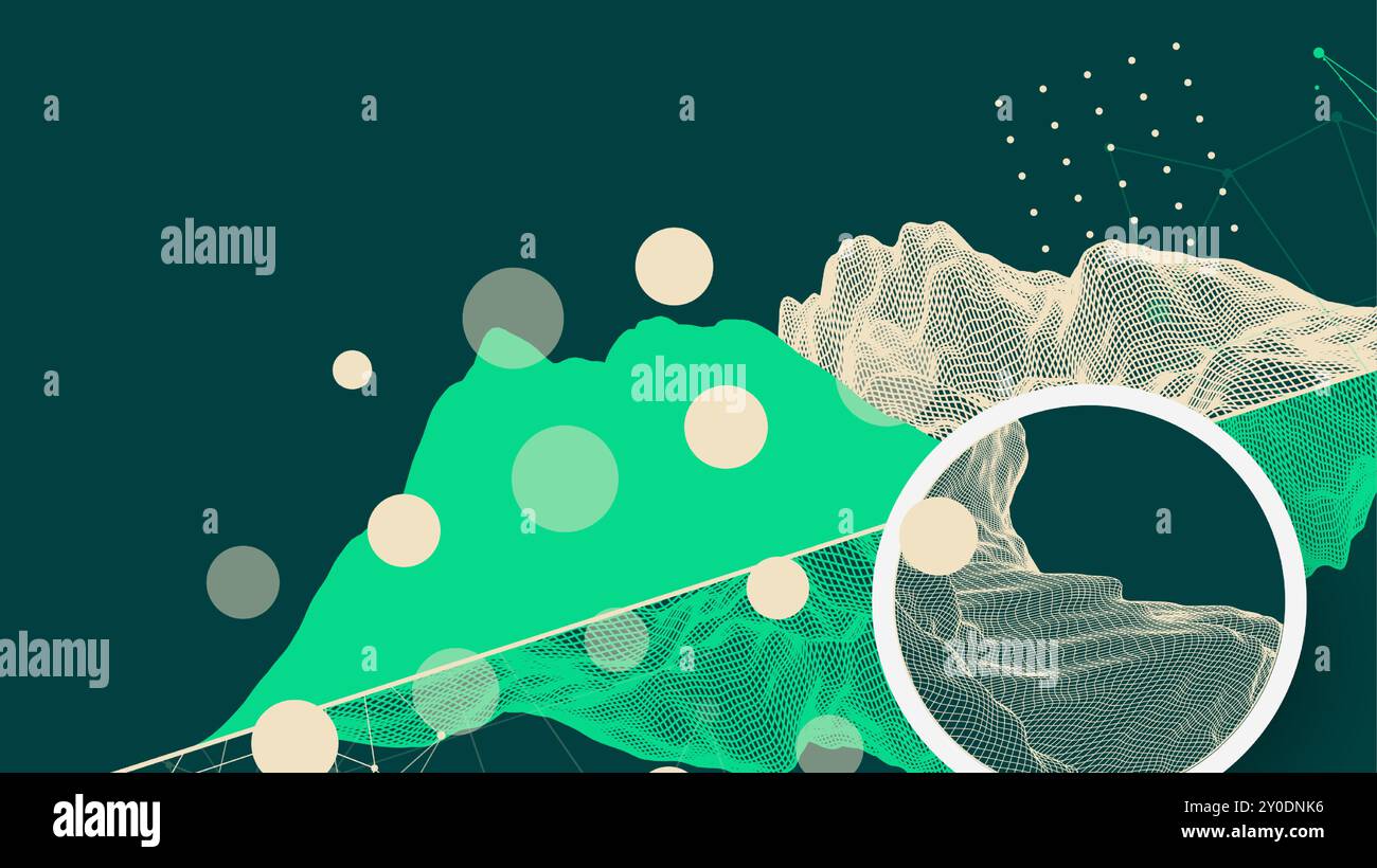 Trendy abstract wireframe mountain background. Modern science or ...