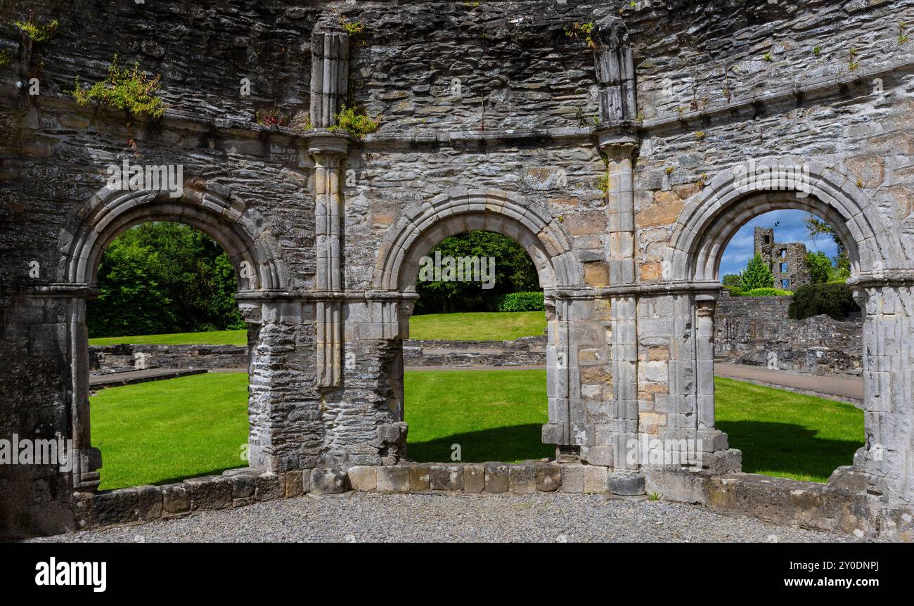 The interior walls of the 13th-century lavabo (where monks washed their ...