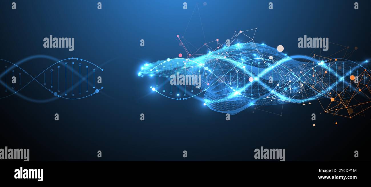 Scientific and technological background. An image of a DNA molecule ...