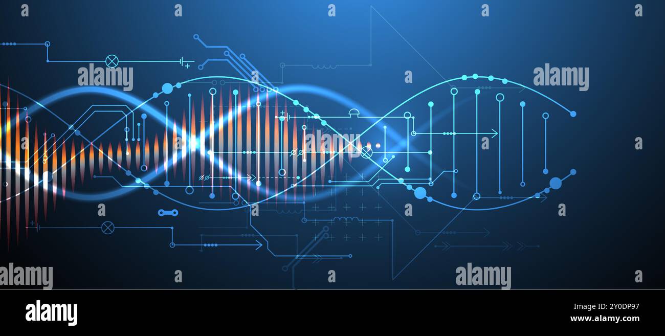 Scientific and technological background. Image of dna molecule with ...