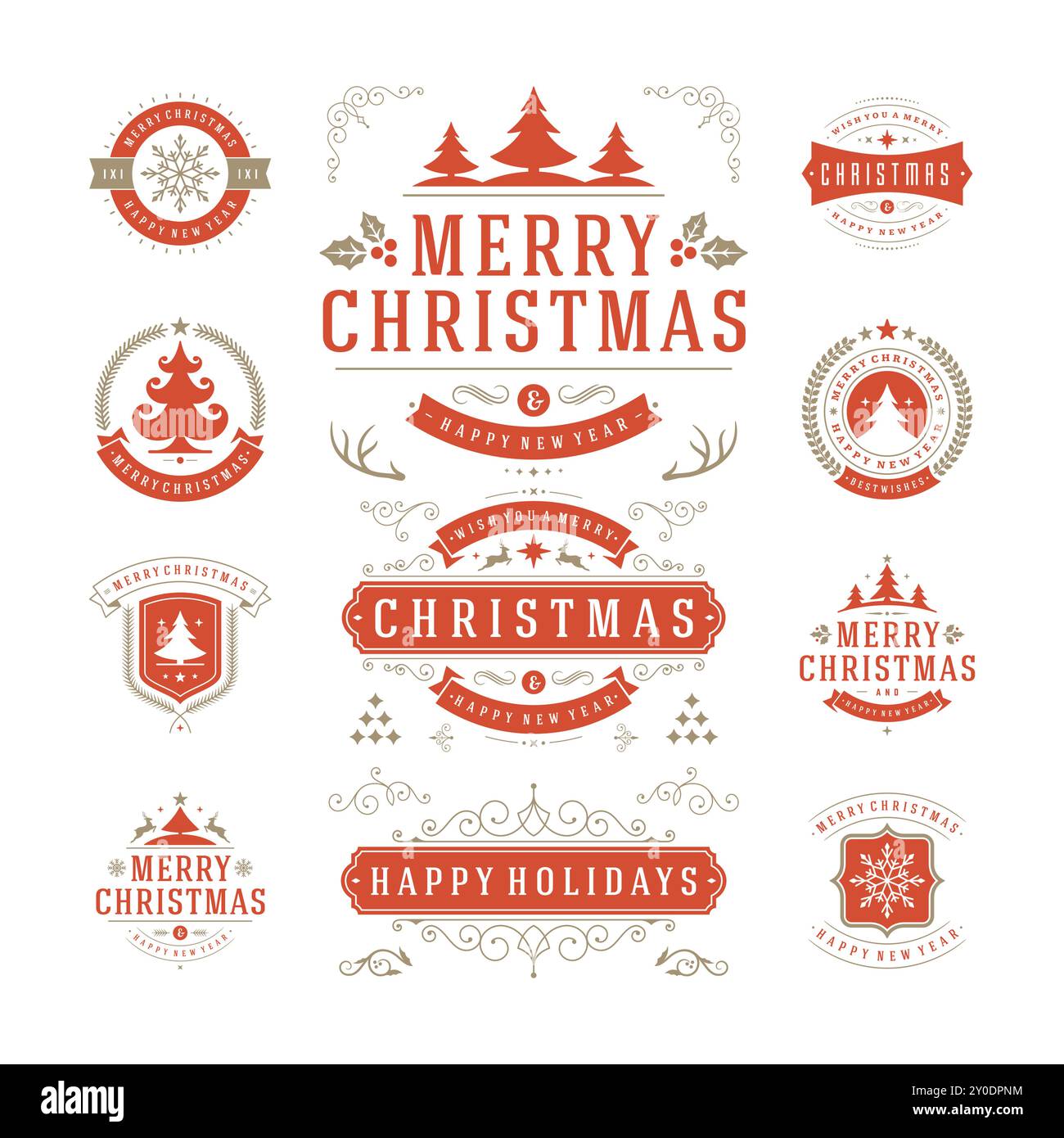 Christmas Labels and Badges Vector Design. Decorations elements ...