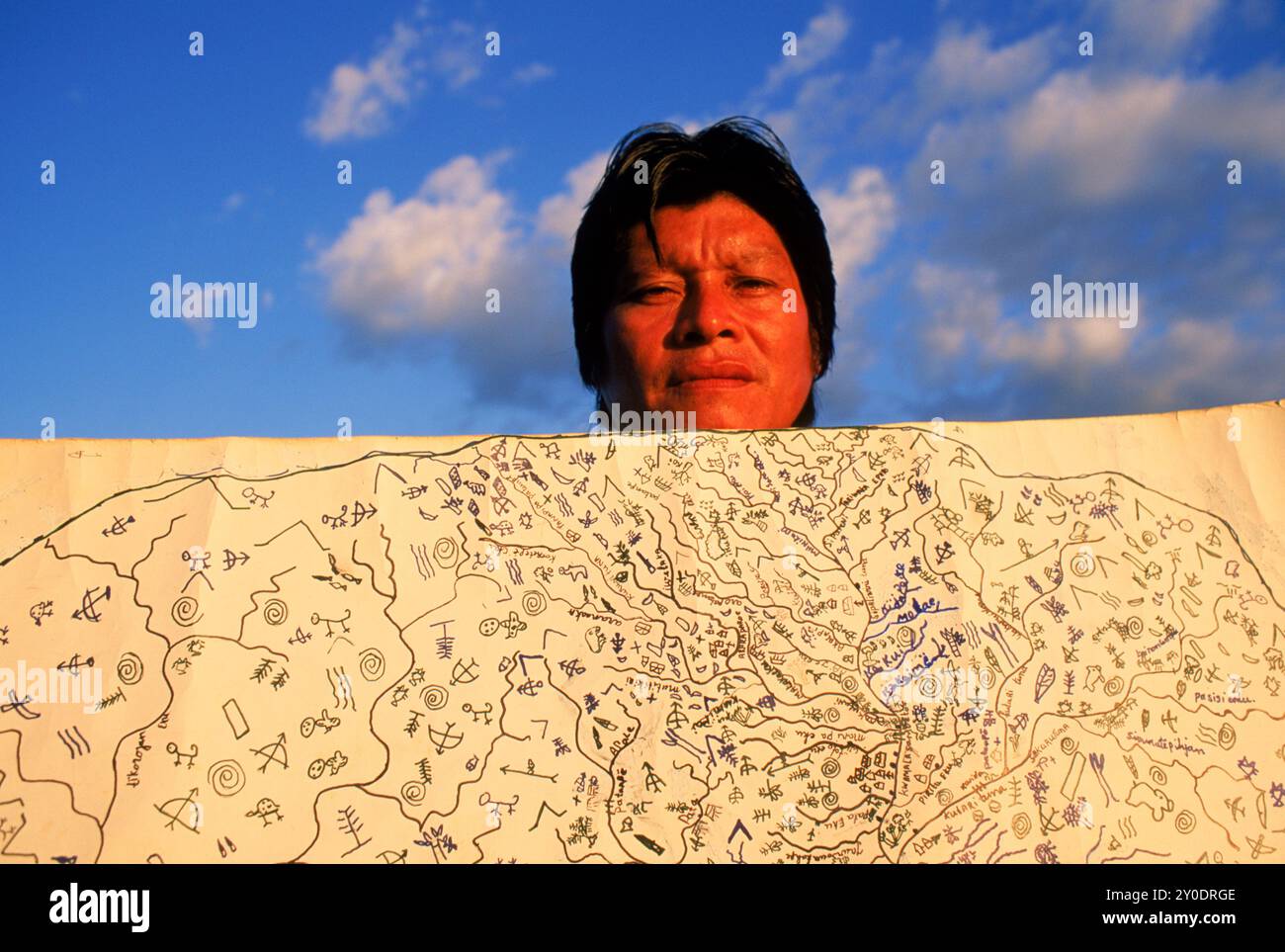 Tirio Indian, holding map, Suriname Stock Photo - Alamy