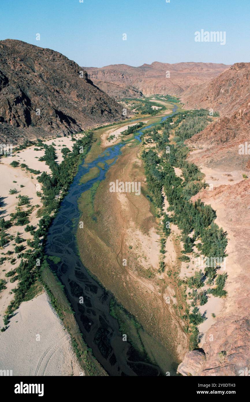 Aerial view of a river running through the desert, Namibia Stock Photo ...