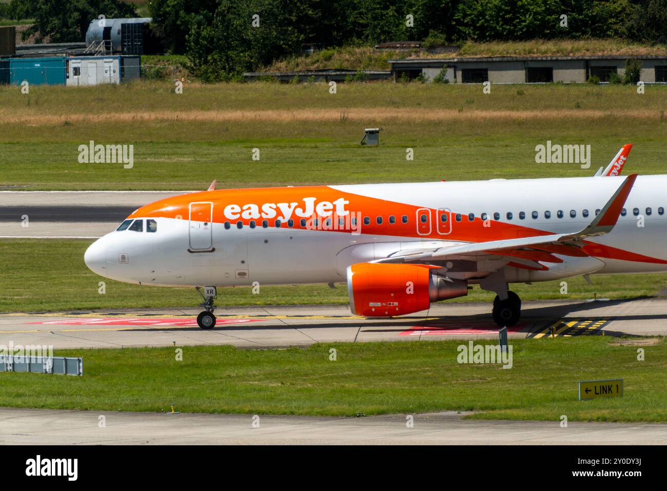 Geneva, Switzerland - June 16, 2024: sign and logo on an EasyJet plane ...
