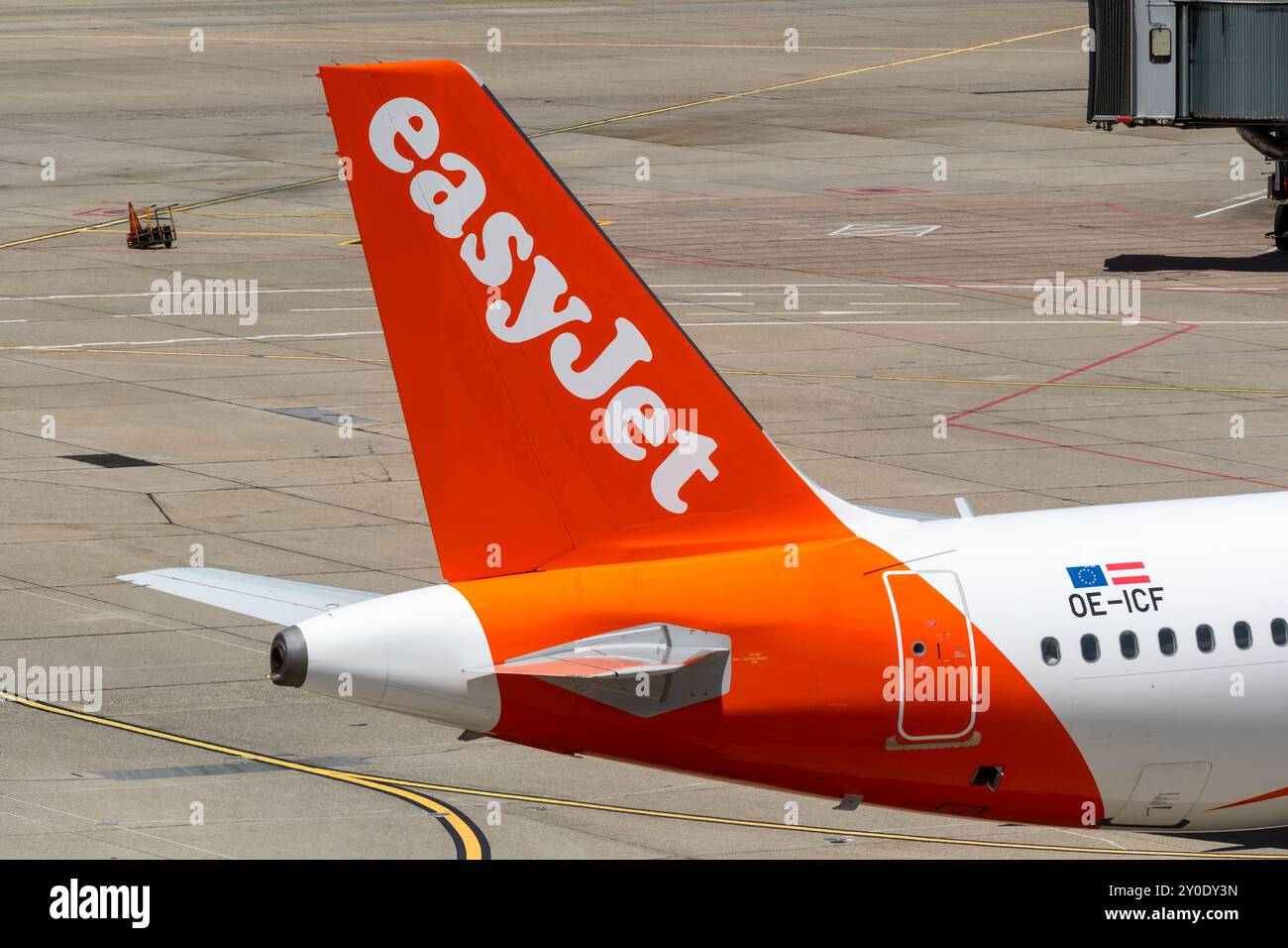 Geneva, Switzerland - June 16, 2024: sign and logo on an EasyJet plane ...
