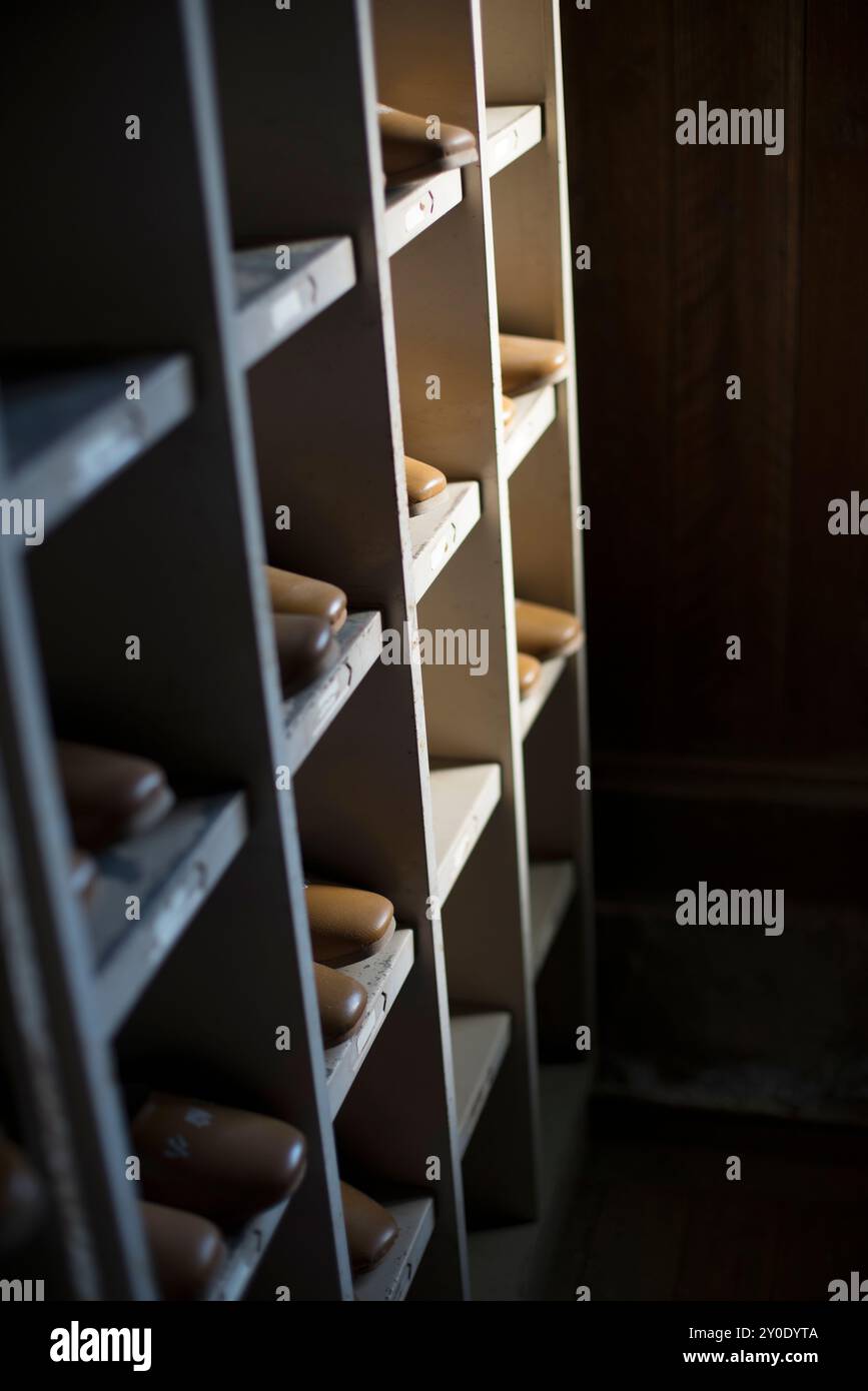 Cupboard of a wooden school building Stock Photo - Alamy