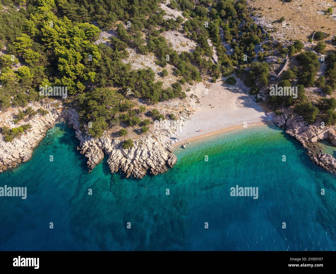 Aerial view of a wild pebble beach near Baška, Croatia Stock Photo - Alamy