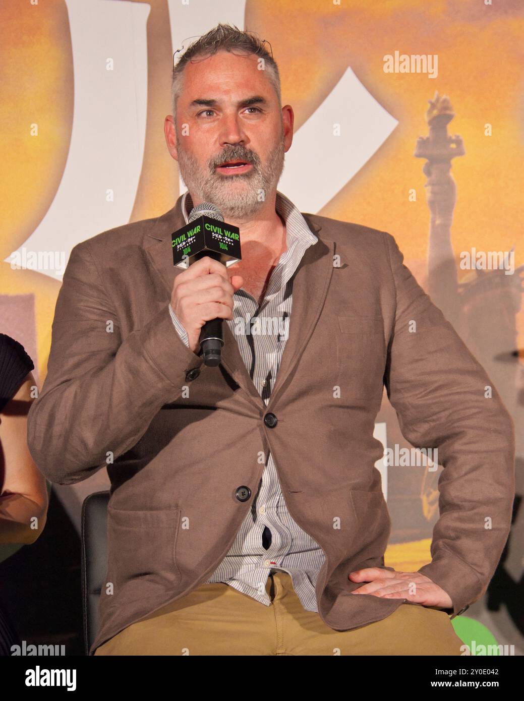 Director Alex Garland attends the stage greeting for the film "Civil ...