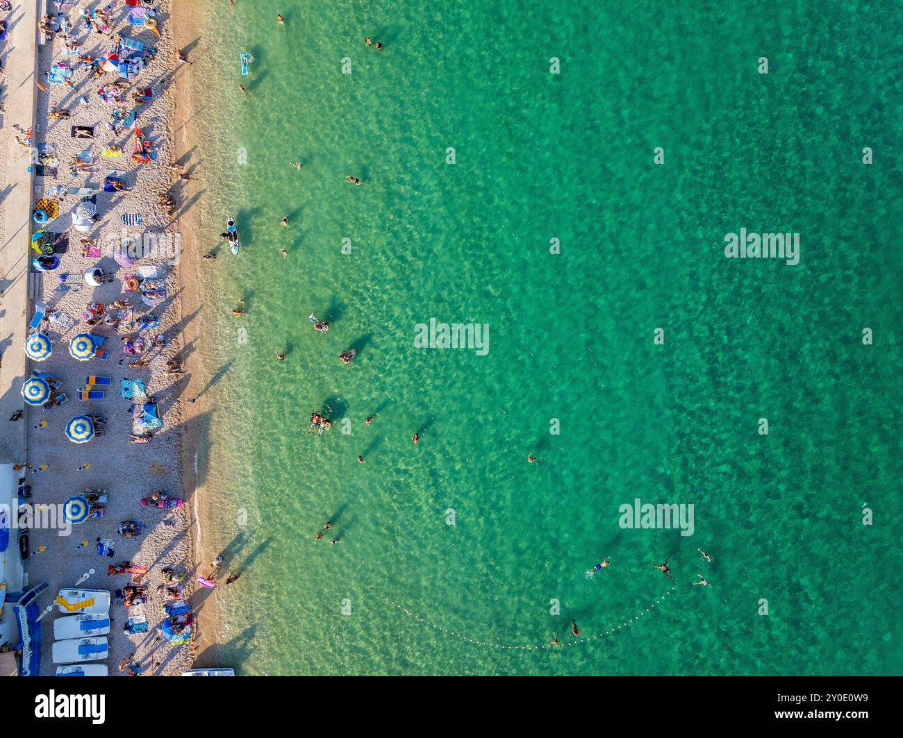 Aerial view Vela plaza Beach in Baska Town, Krk Island in Croatia Stock ...