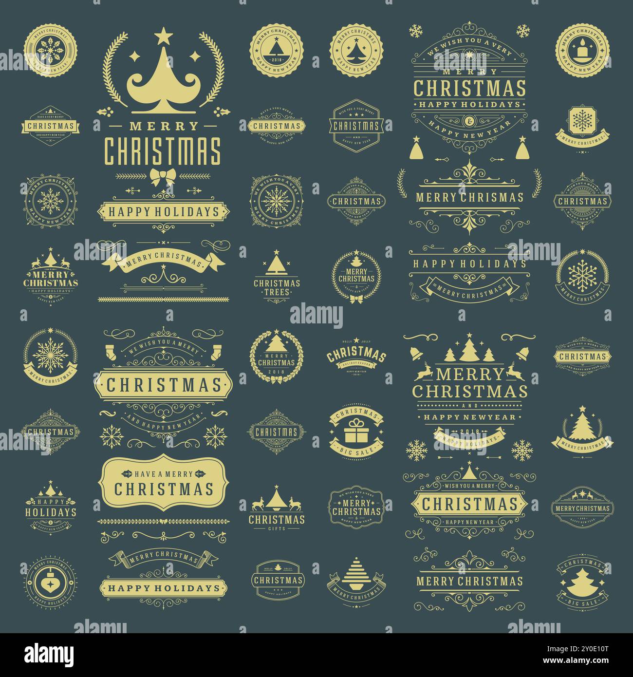 Christmas labels and badges for greeting cards and posters vector ...