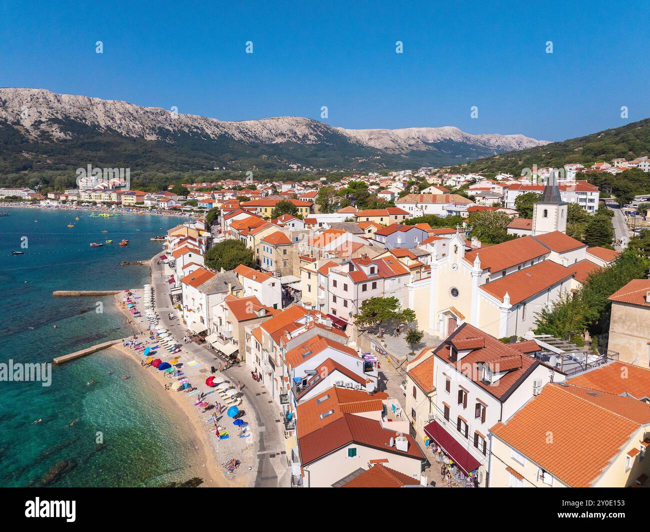 Aerial view of Baska town on Krk Island, Croatia Stock Photo - Alamy