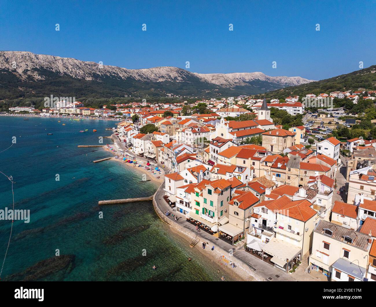 Aerial view of Baska town on Krk Island, Croatia Stock Photo - Alamy