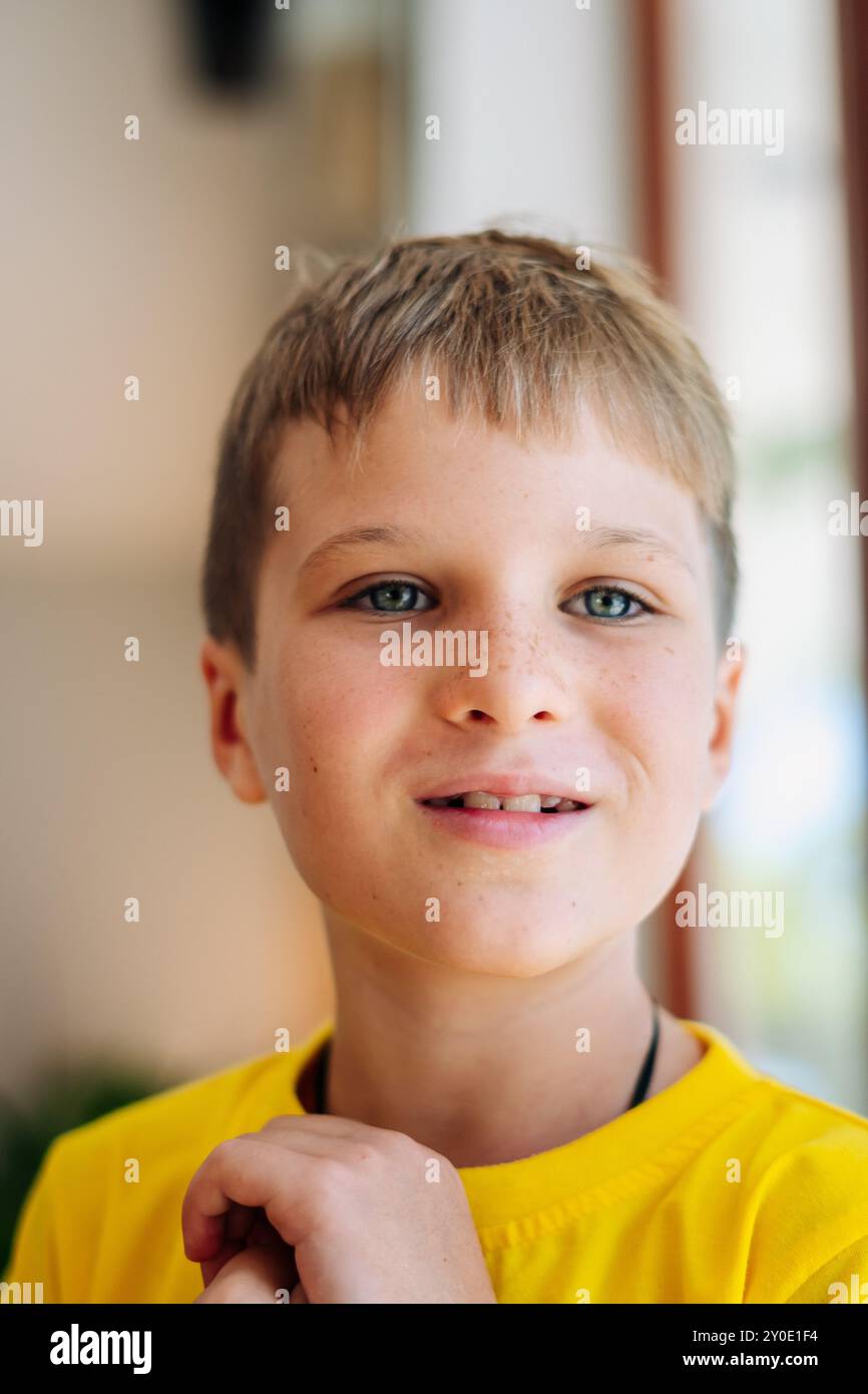 Portrait boy. Happy childhood, sincere emotions, joy of life, family ...