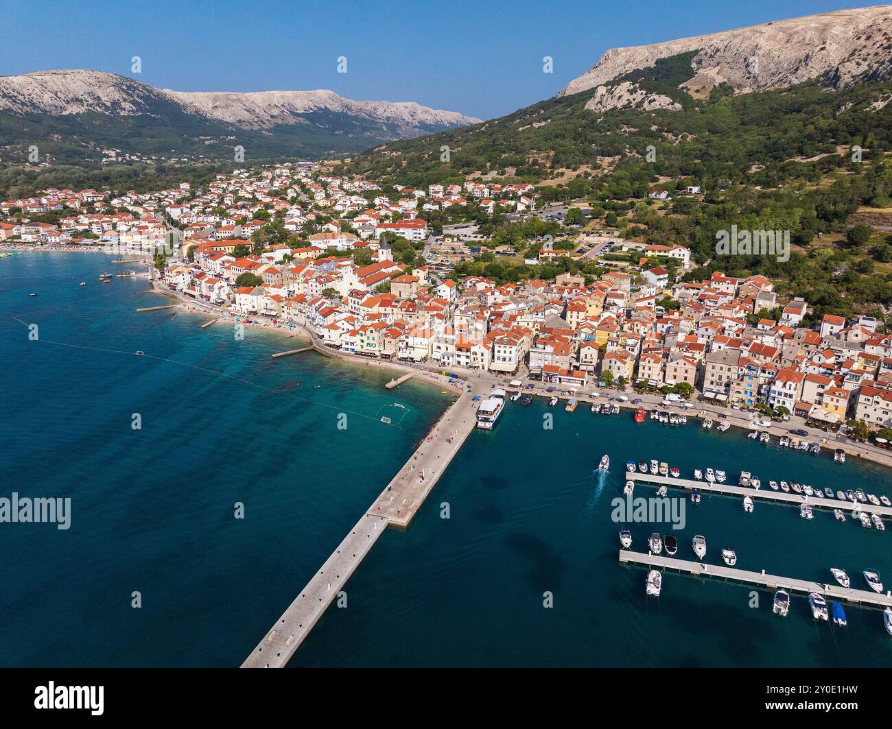 Aerial view of Baska town on Krk Island, Croatia Stock Photo - Alamy