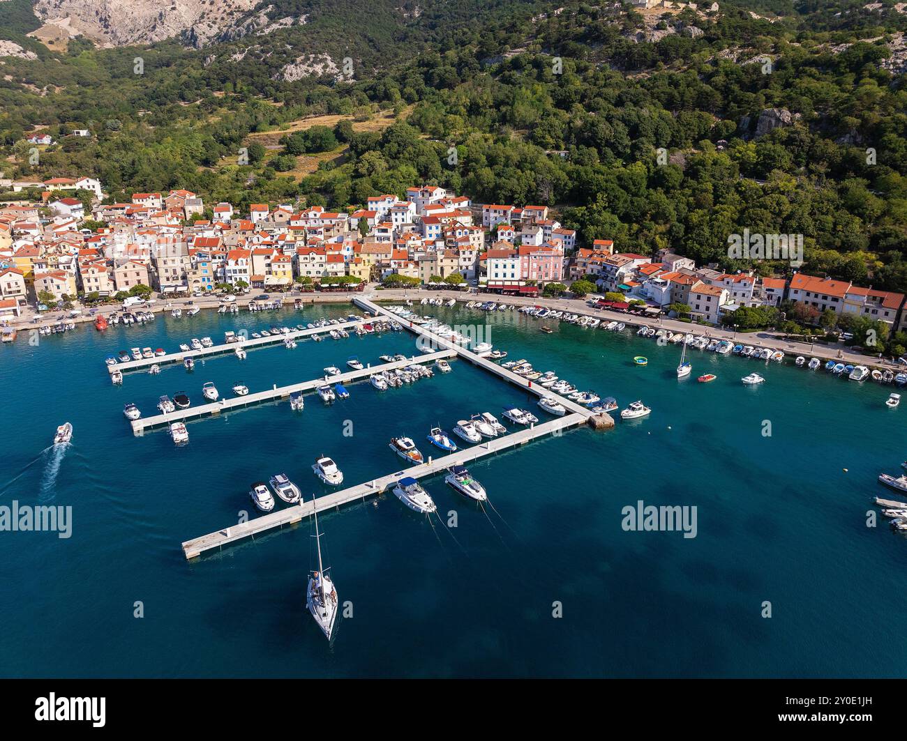 Aerial view of Baska town on Krk Island, Croatia Stock Photo - Alamy