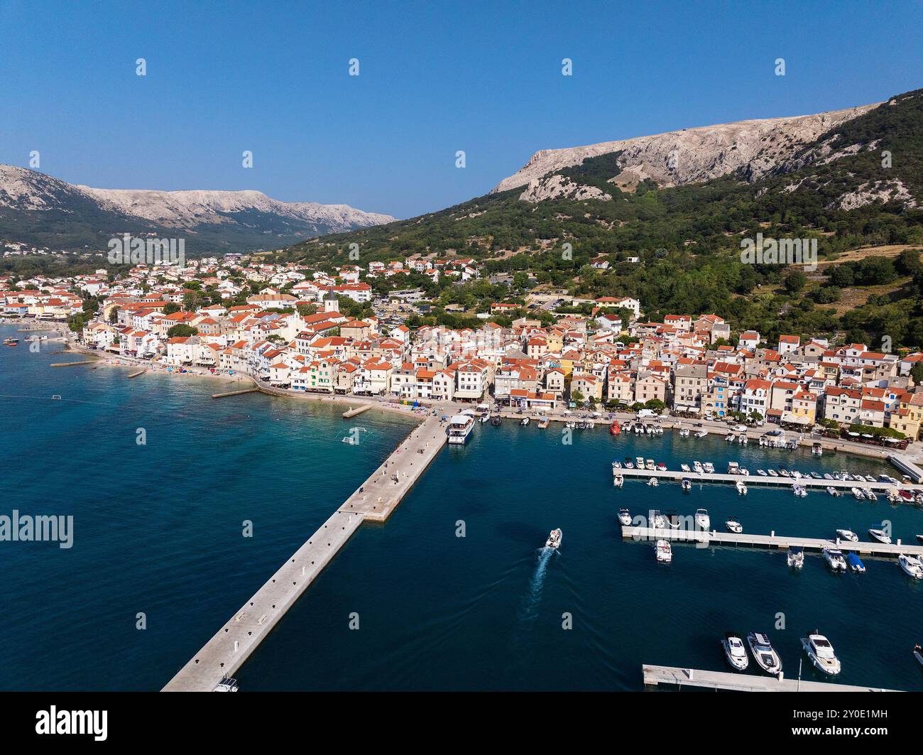 Aerial view of Baska town on Krk Island, Croatia Stock Photo - Alamy