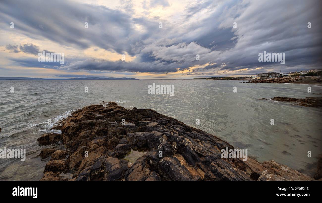 Dramatic cloudy coastal seascape sunset scenery, wild Atlantic way at ...