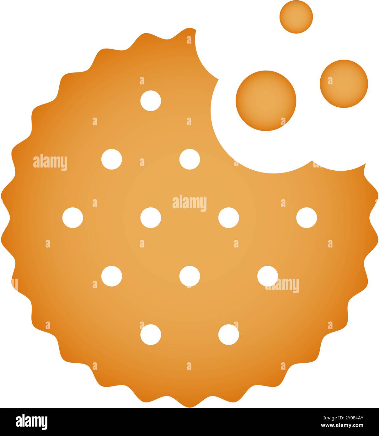 Bitten cracker with crumbs. Sweet or salty biscuit cookie in round ...