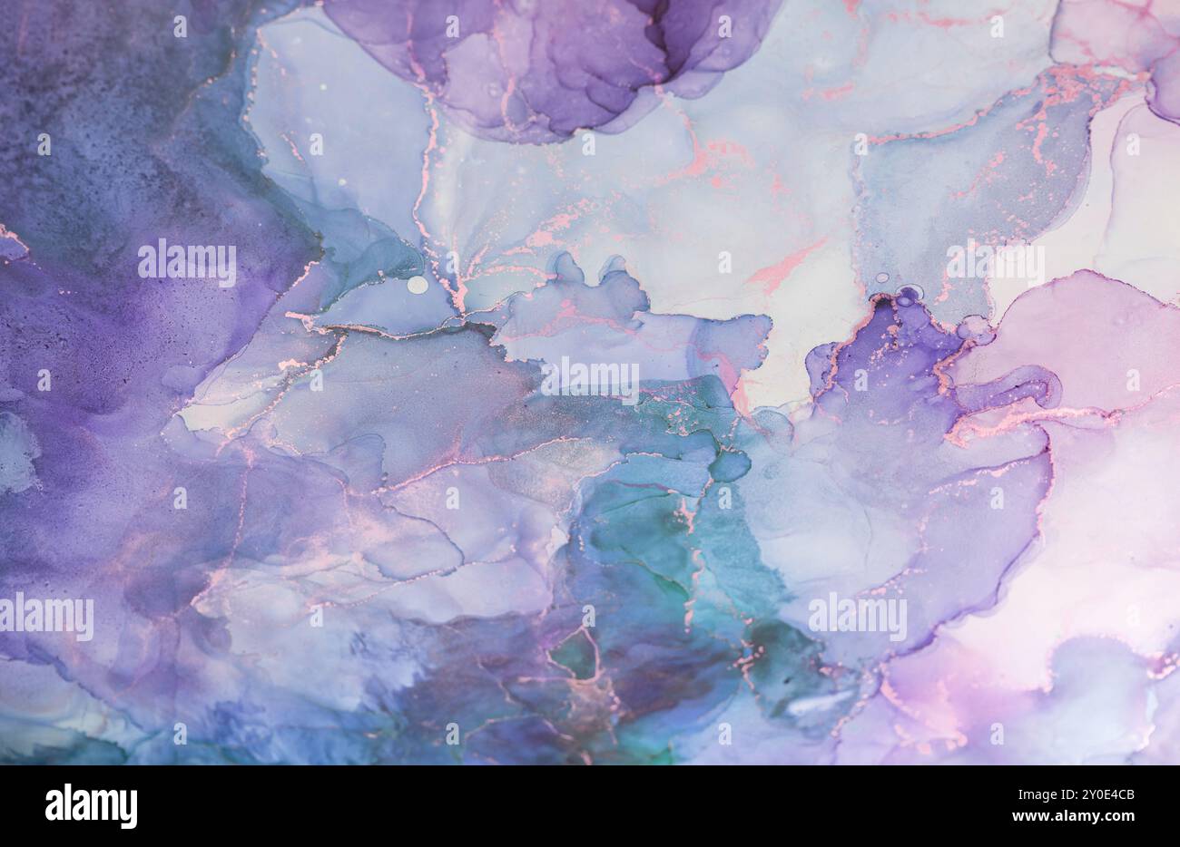 Abstract watercolor art featuring shades of purple and teal with ...
