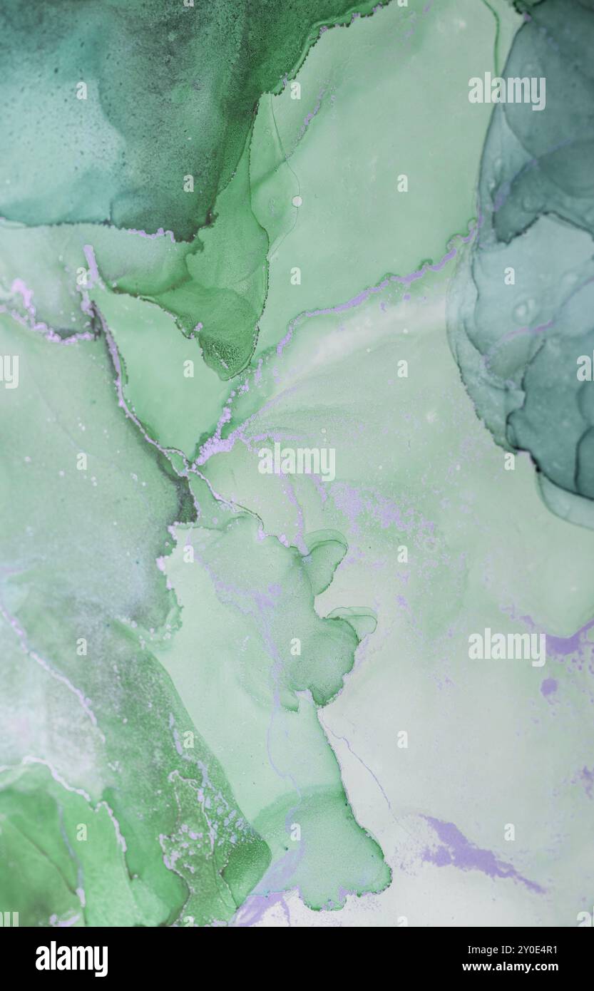 Abstract green watercolor art with fluid shapes and textures evoking ...