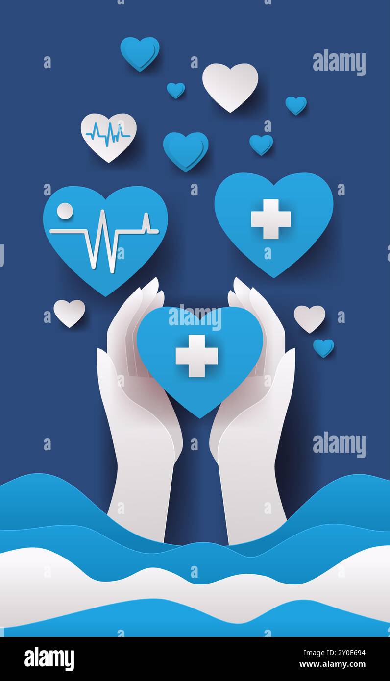 Healthcare hands holding heart symbols medical care concept. Hands ...