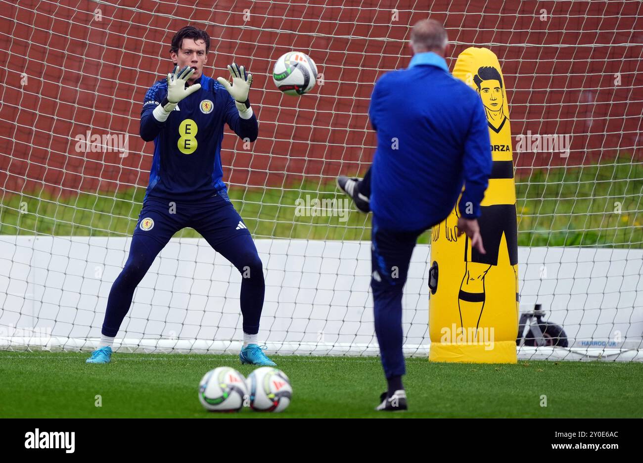 Scotland goalkeeper Jon McCracken during a training session at Lesser ...