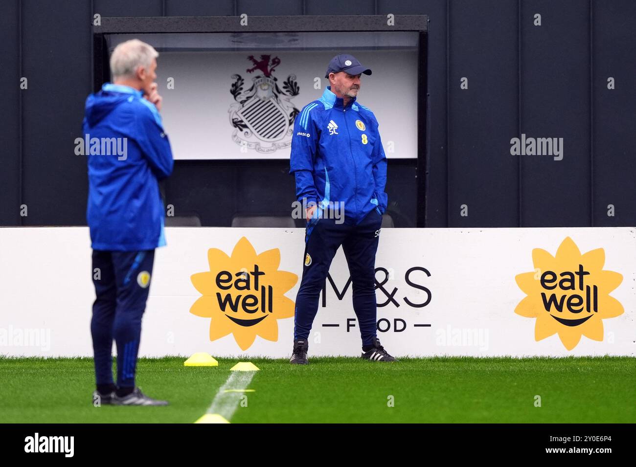 Scotland manager Steve Clarke during a training session at Lesser ...