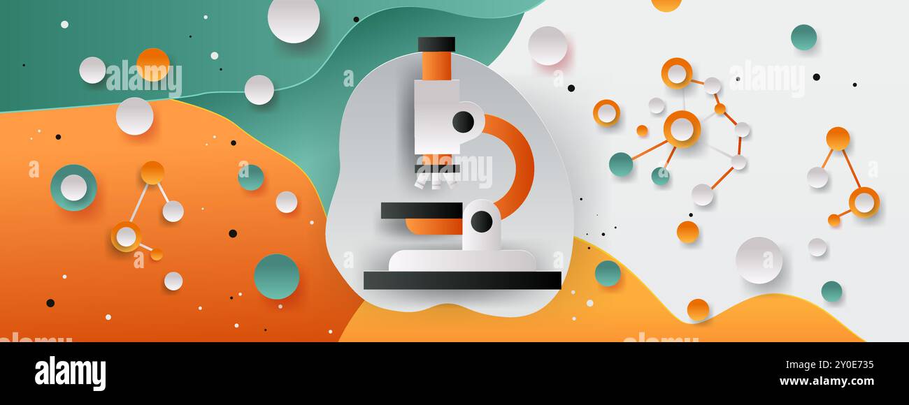 Microscope science concept with molecular structures and abstract ...