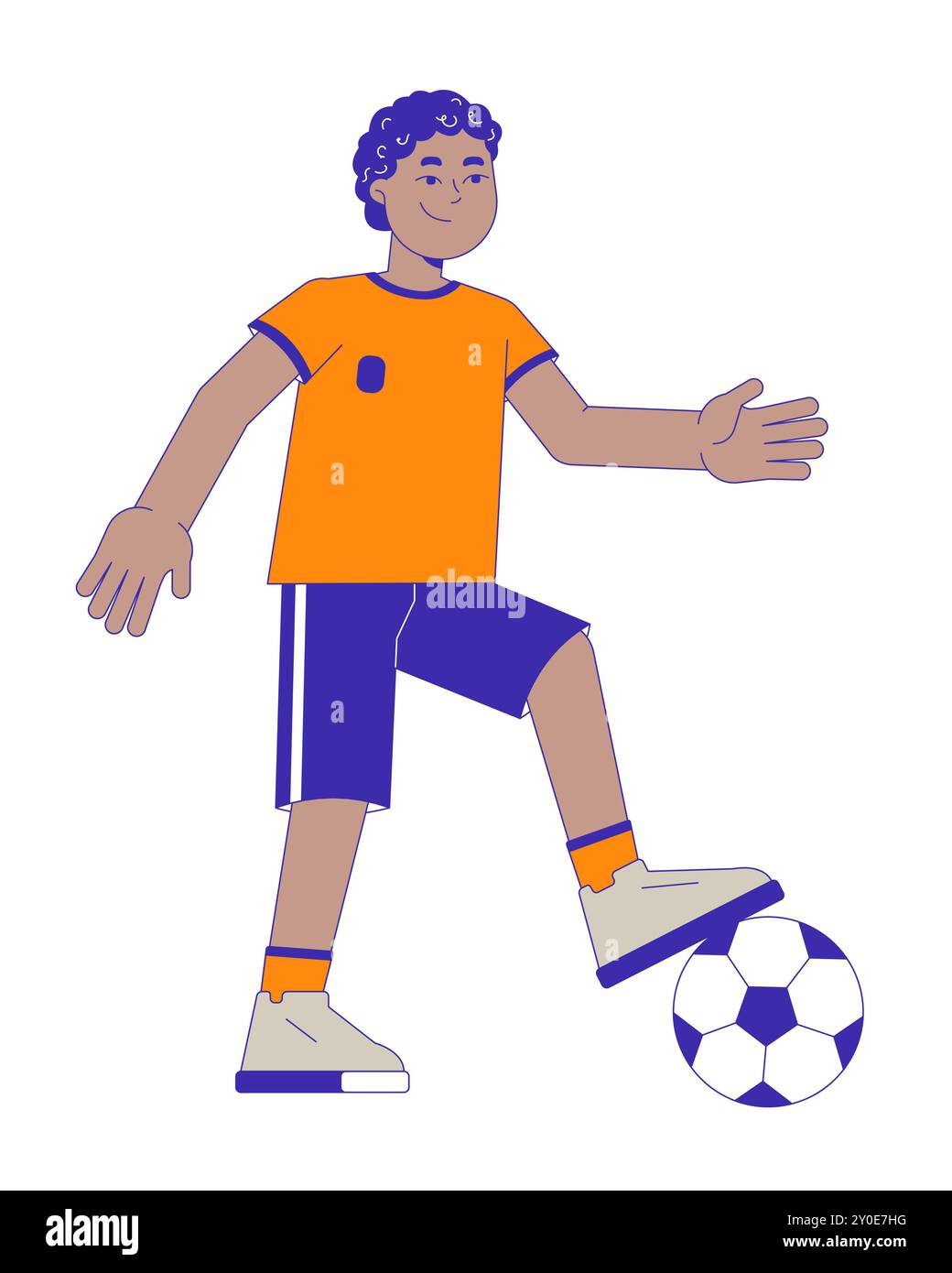African american boy playing football 2D cartoon character Stock Vector ...