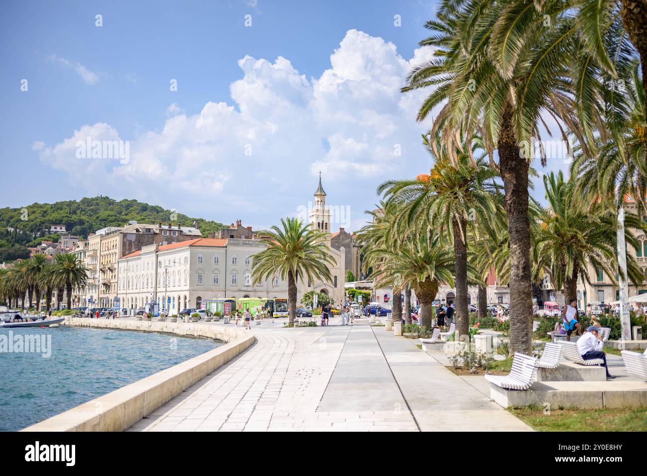 Riva waterfront promenade on the Adriatic sea, one of the main tourist ...