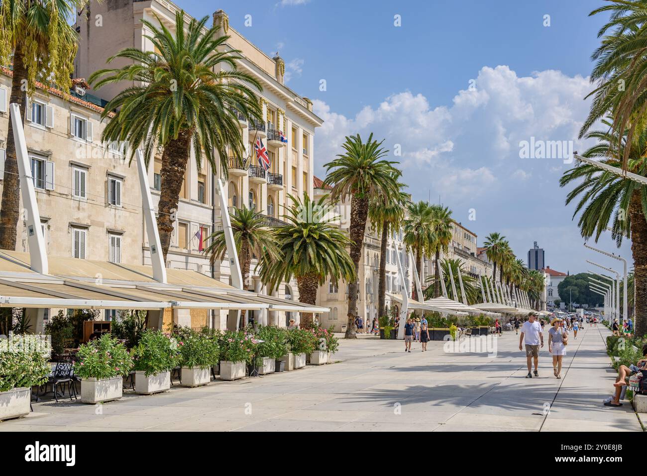 Riva waterfront promenade on the Adriatic sea, one of the main tourist ...