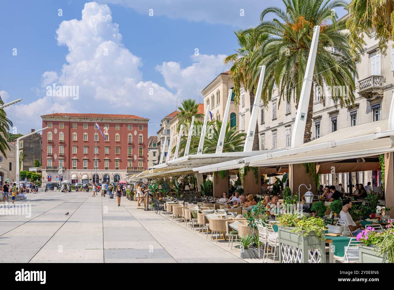 Riva waterfront promenade on the Adriatic sea, one of the main tourist ...
