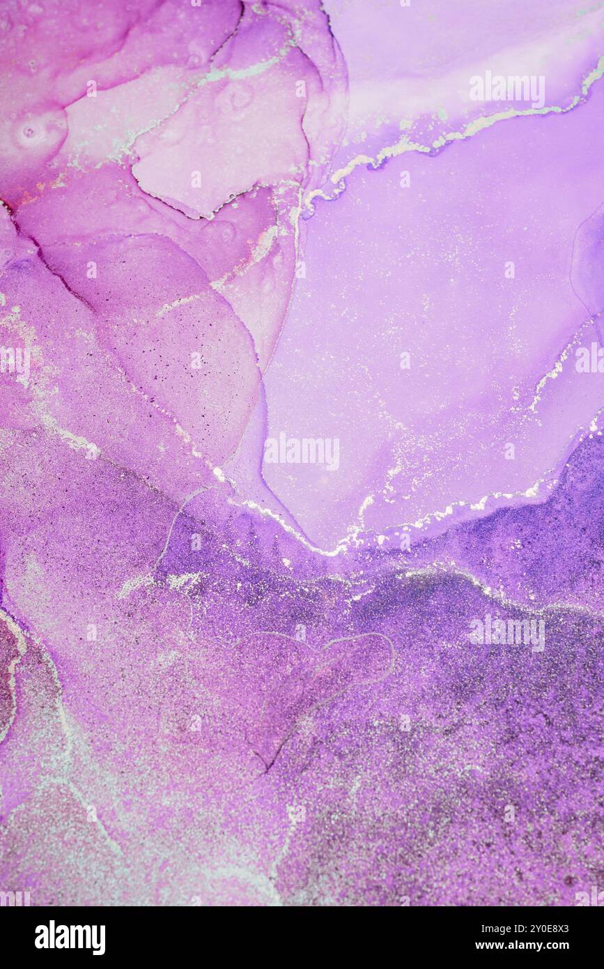 Soft pink and purple abstract art with shimmering gold accents on a ...