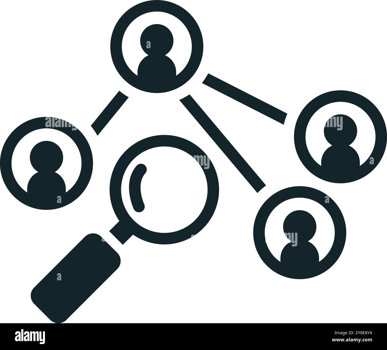 Magnifying glass choosing person icon representing business recruitment ...