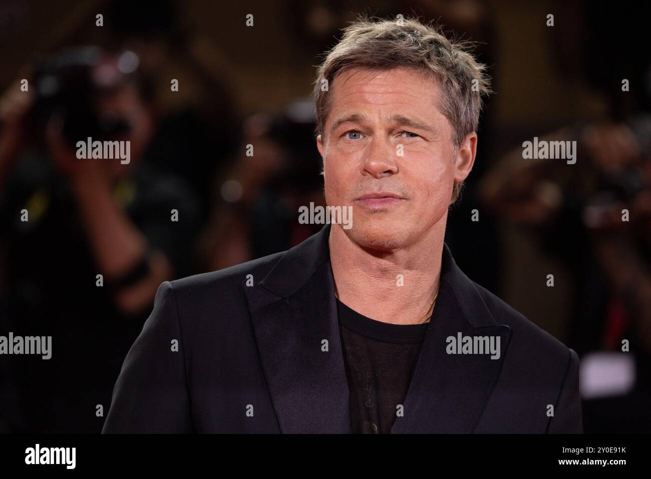 Brad Pitt attends the "Wolfs" red carpet during the 81st Venice ...