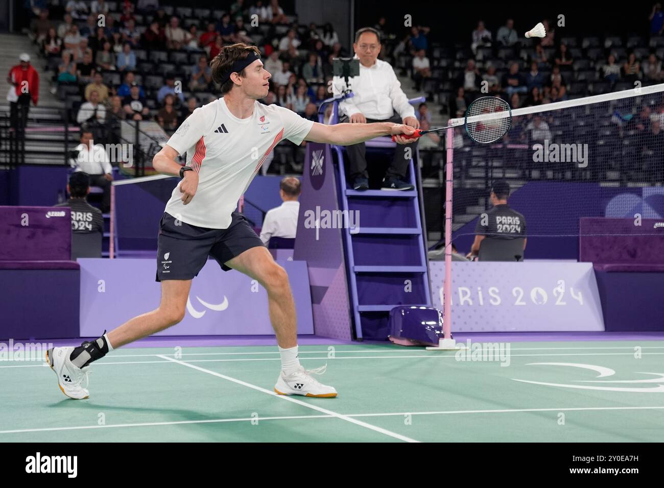Daniel Bethell during the Badminton Men's SL3 gold medal match against ...