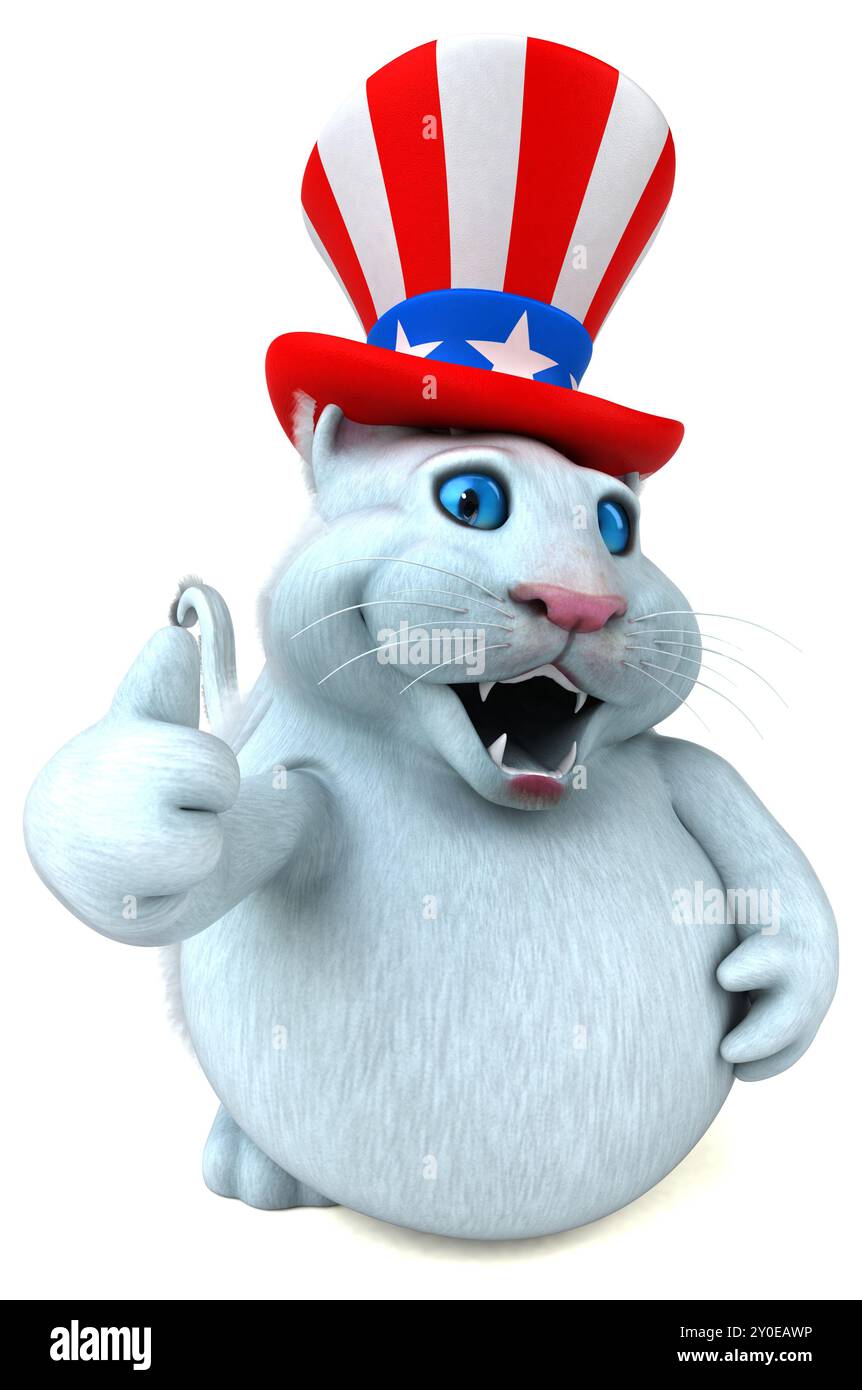 Fun 3D cartoon cat with an uncle sam hat Stock Photo - Alamy