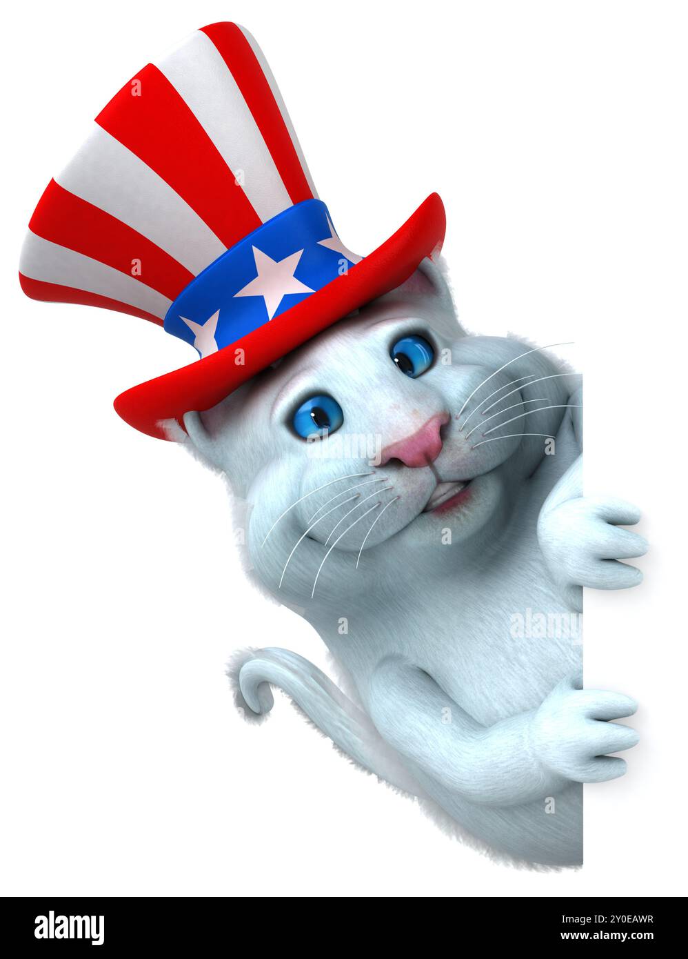 Fun 3D cartoon cat with an uncle sam hat Stock Photo - Alamy