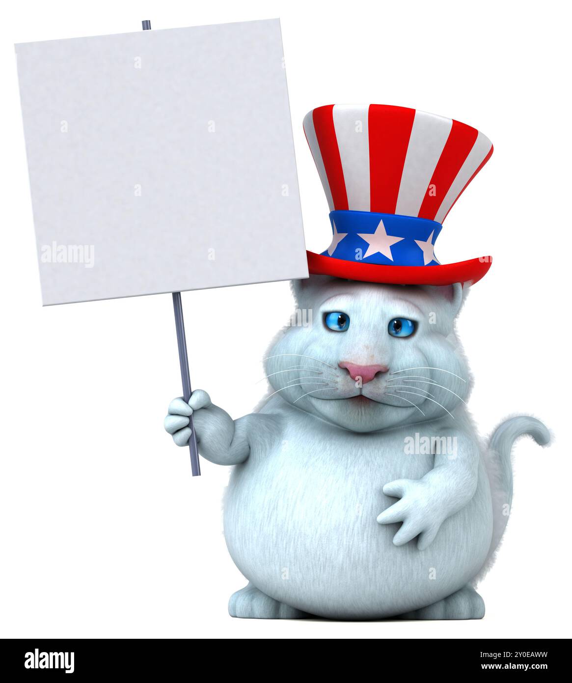 Fun 3D cartoon cat with an uncle sam hat Stock Photo - Alamy