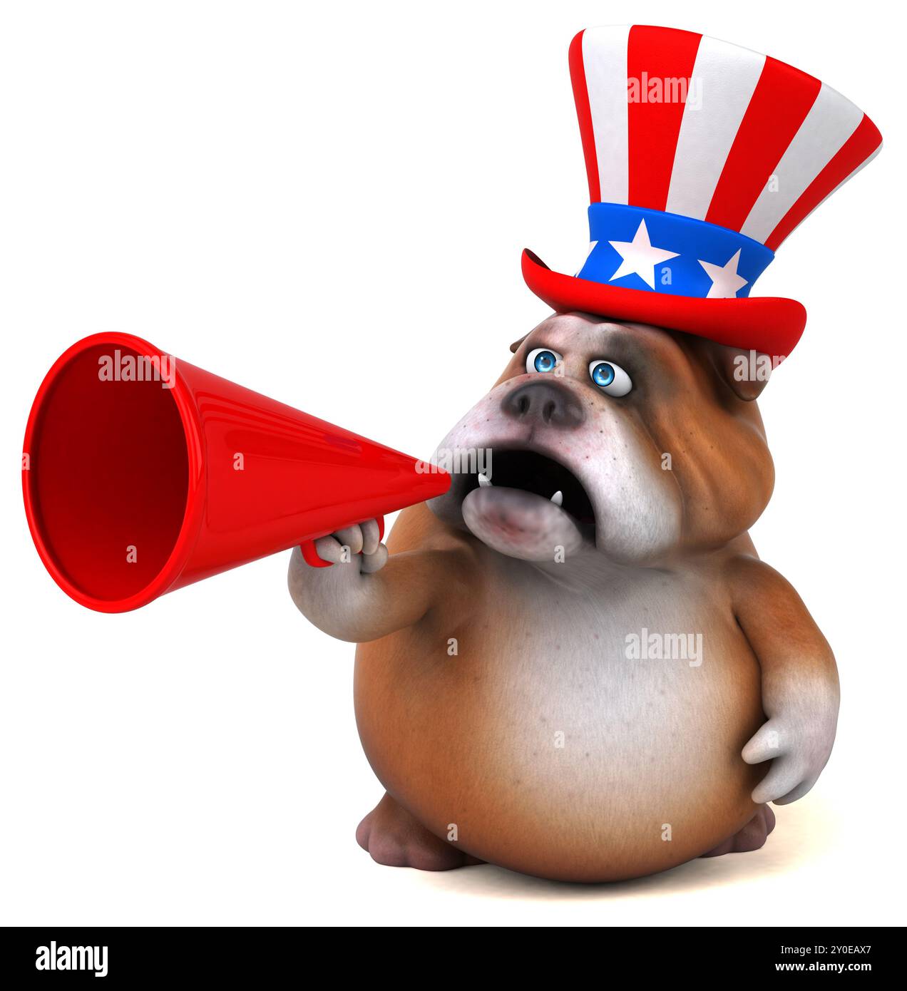Fun 3D cartoon bulldog with an uncle sam hat Stock Photo - Alamy