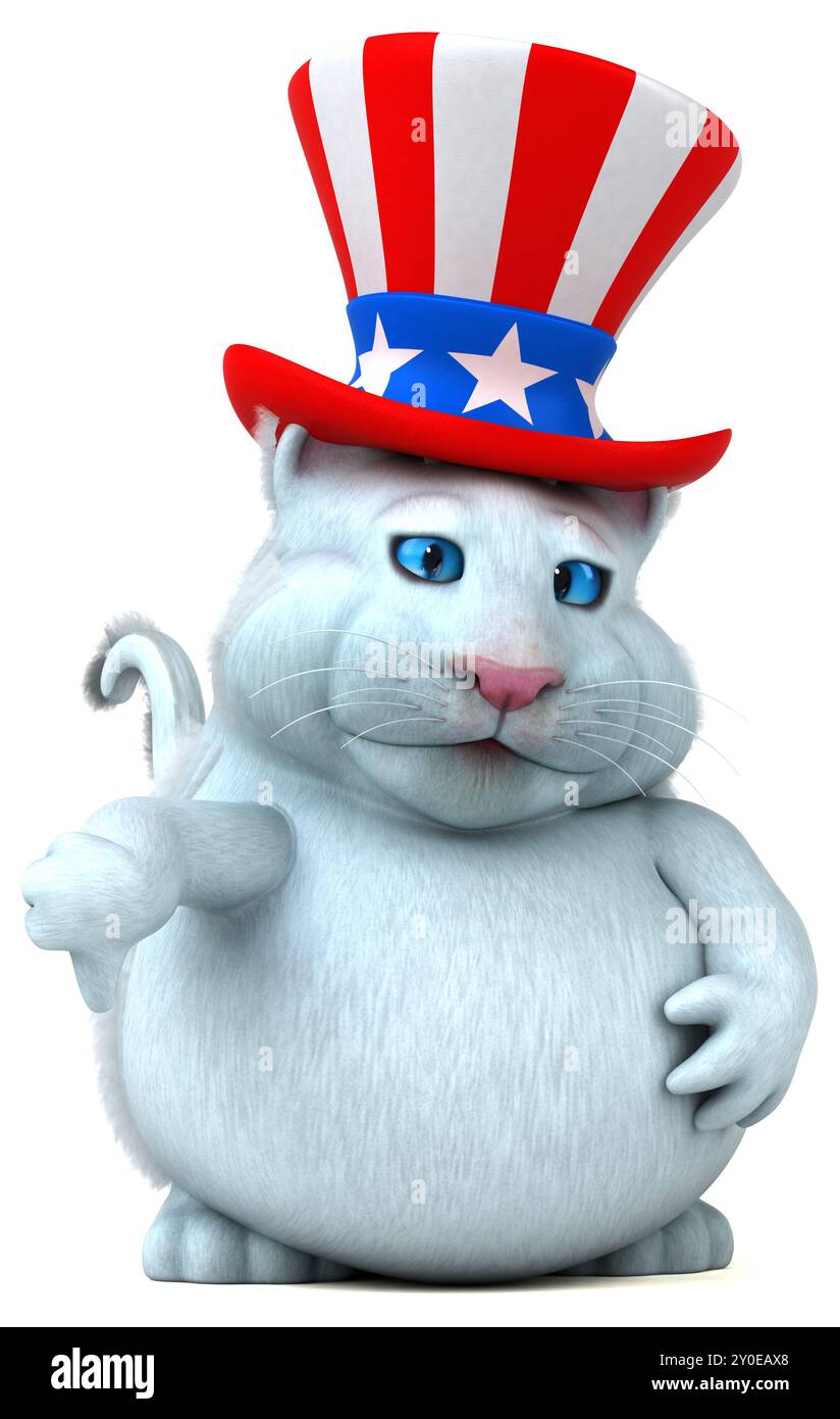 Fun 3D cartoon cat with an uncle sam hat Stock Photo - Alamy