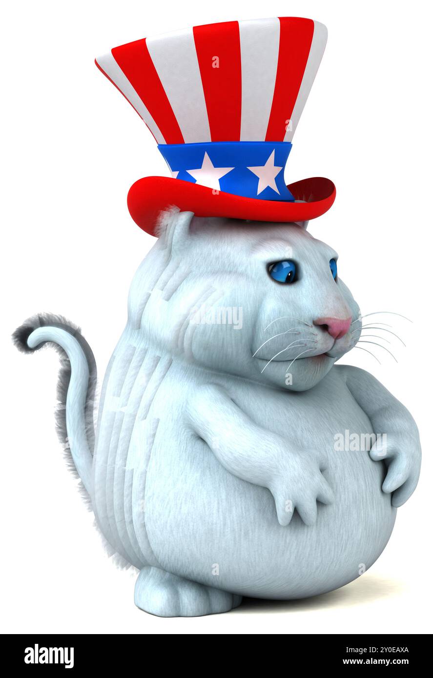 Fun 3D cartoon cat with an uncle sam hat Stock Photo - Alamy