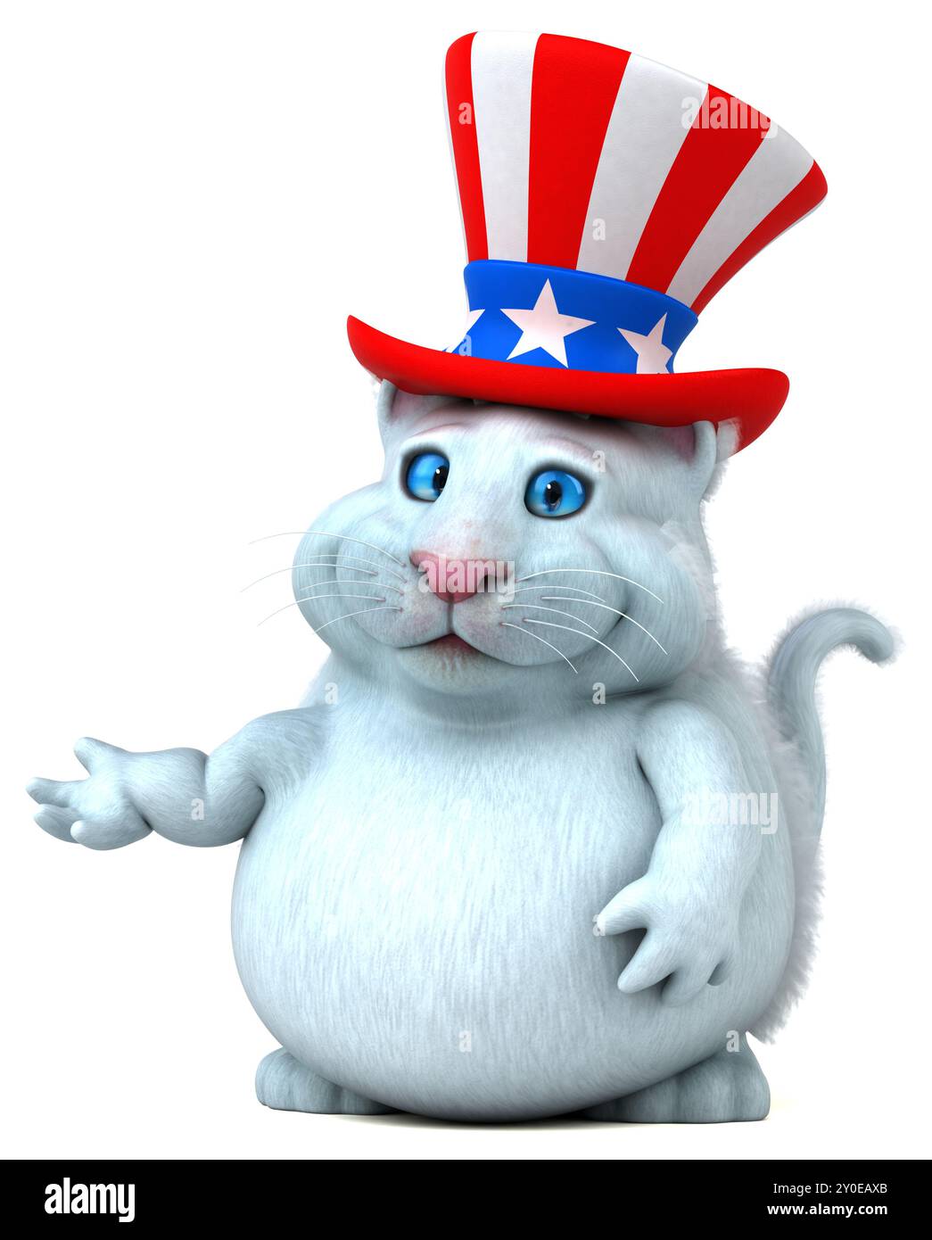 Fun 3D cartoon cat with an uncle sam hat Stock Photo - Alamy