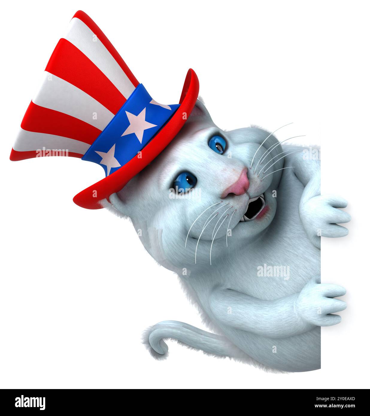 Fun 3D cartoon cat with an uncle sam hat Stock Photo - Alamy