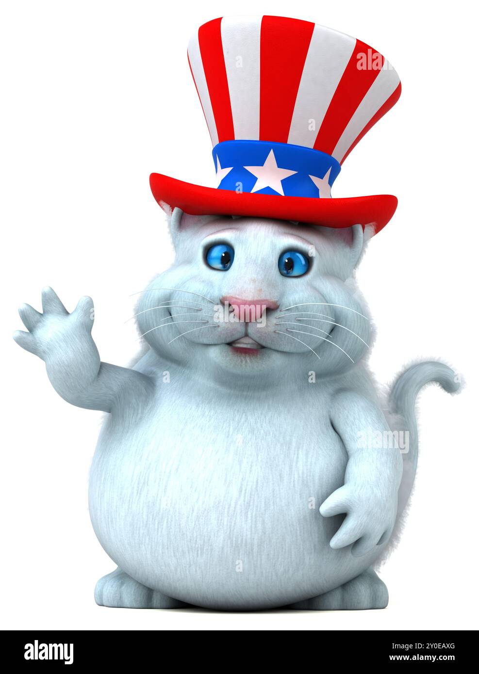 Fun 3D cartoon cat with an uncle sam hat Stock Photo - Alamy