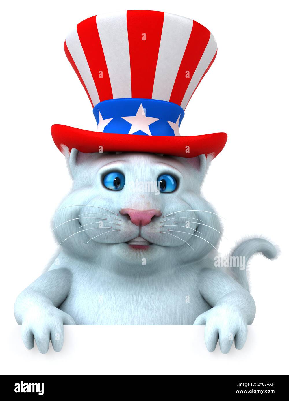 Fun 3D cartoon cat with an uncle sam hat Stock Photo - Alamy